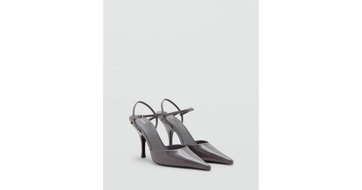 Mango Patent Leather Effect Heel Shoes in White | Lyst