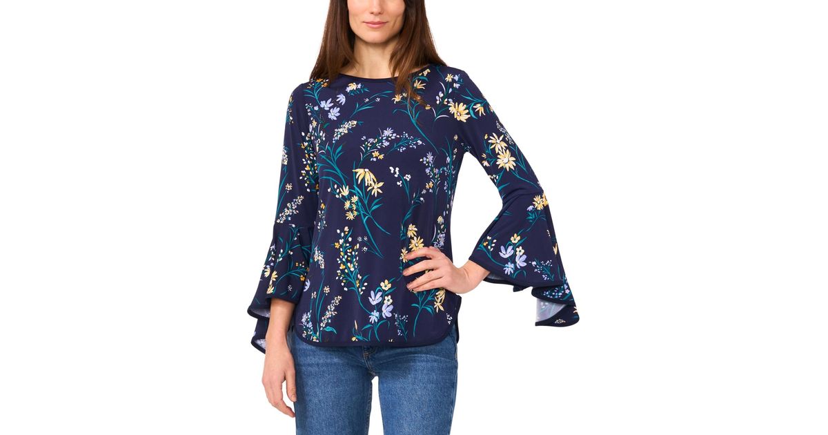 SAM & JESS Bell-sleeve Top in Blue | Lyst
