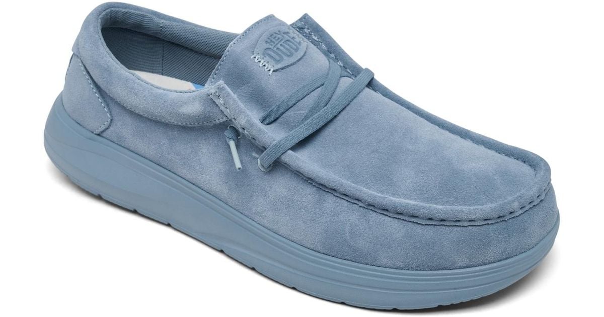 HEYDUDE Wally Comfort Suede Casual Sneakers From Finish Line in Blue ...