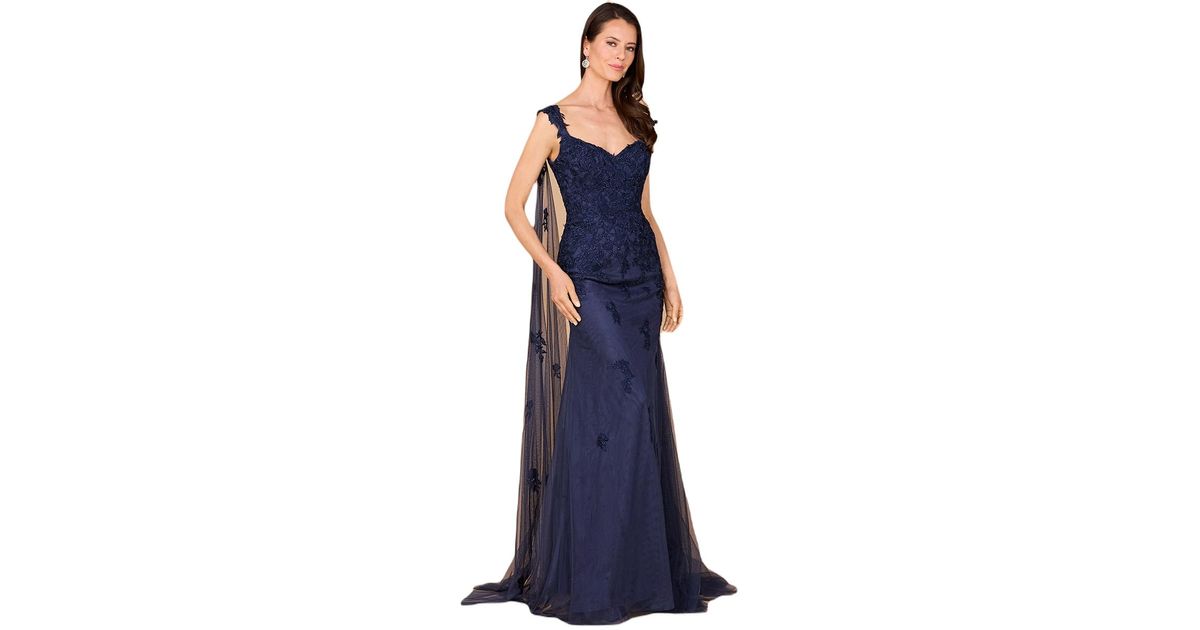 Lara Embroidered Lace Gown in Blue | Lyst
