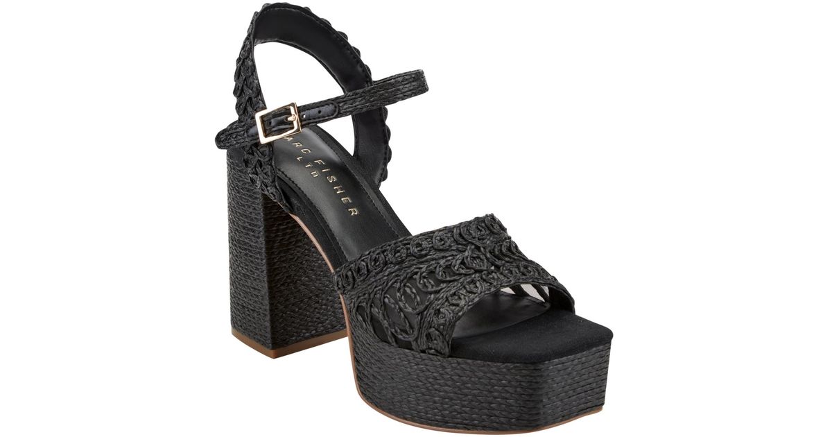 Marc Fisher Chayse Block Heel Platform Sandals in Black | Lyst