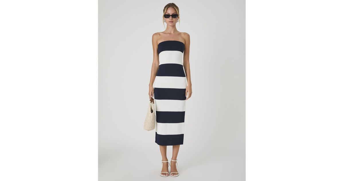 French Connection Bodycon Knit Midi Tube Dress in White | Lyst
