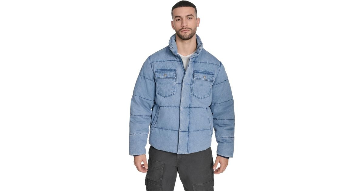 Levi's Denim Quilted Puffer Jacket in Blue for Men | Lyst