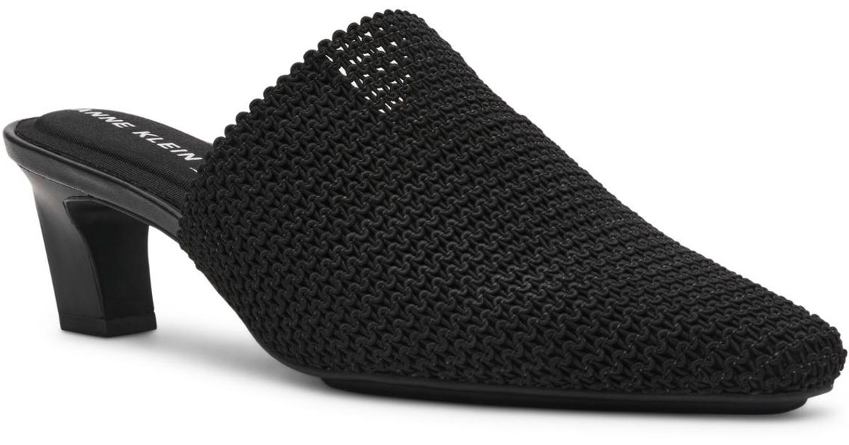 Anne Klein Sianna Knit Block Heel Mules in Black | Lyst