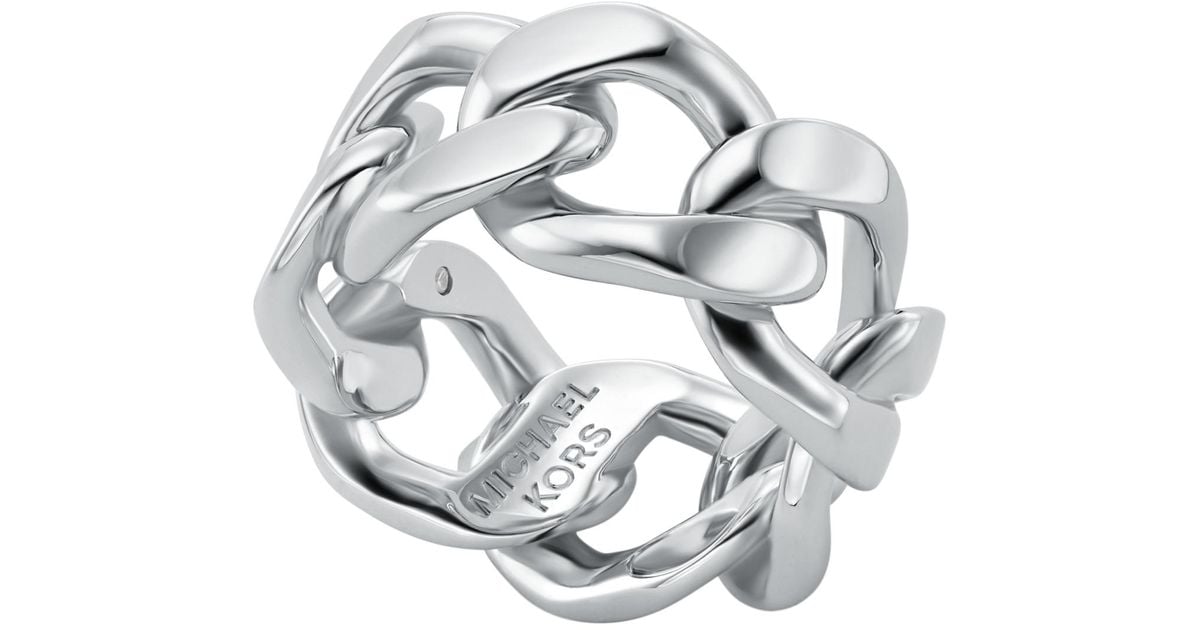 Michael Kors Platinum-plated Brass Curb Chain Ring in Metallic | Lyst