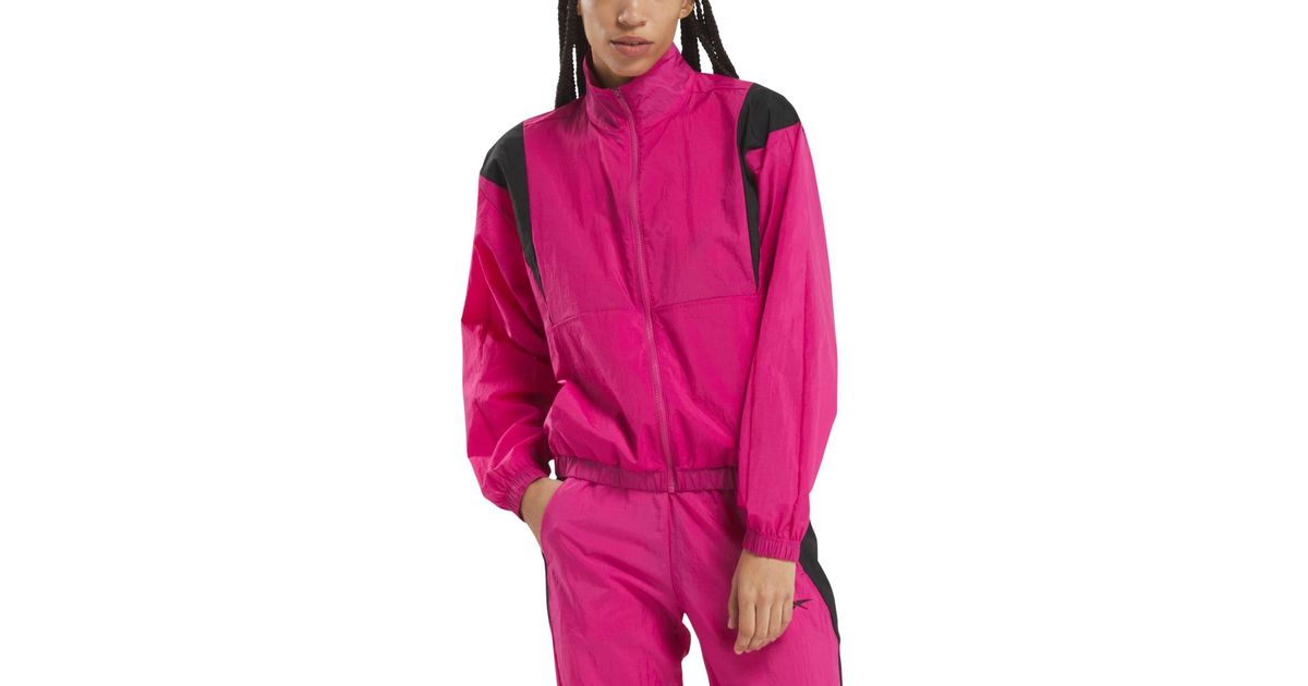 Reebok Back Vector Colorblocked Track Jacket in Pink | Lyst