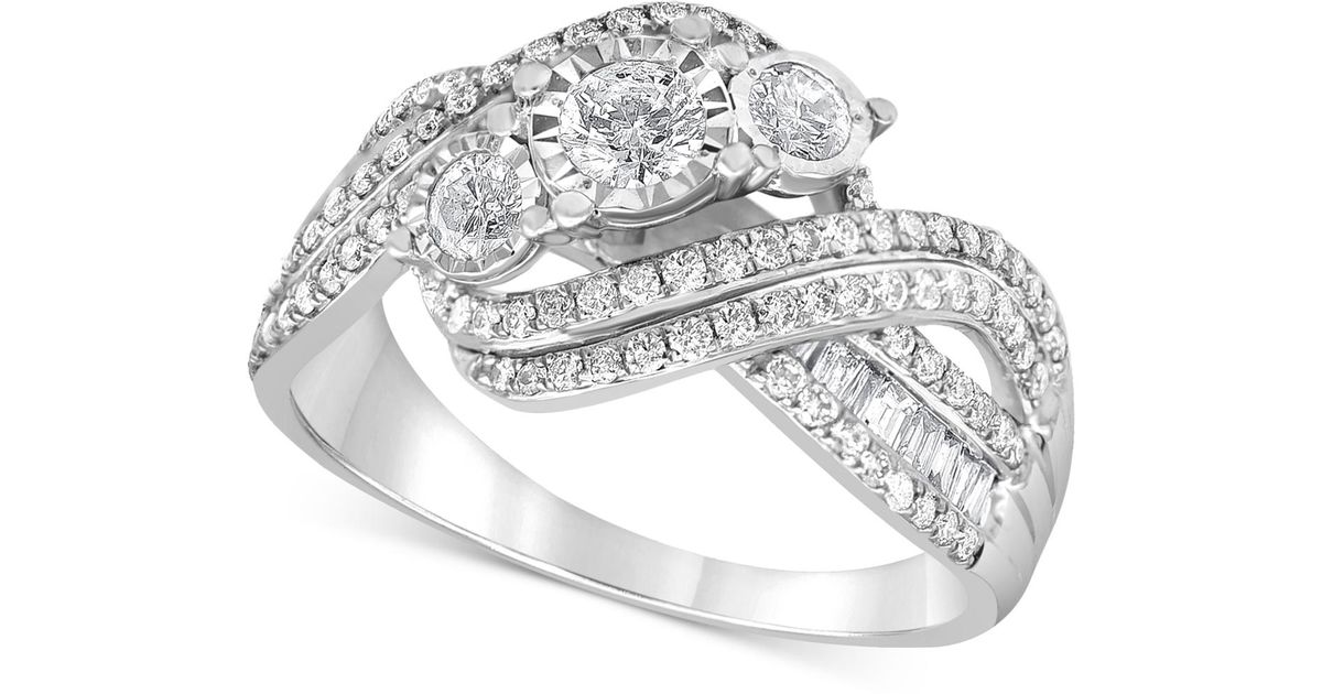 Macy's Diamond Crossover Ring (1 Ct. T.w. in White | Lyst
