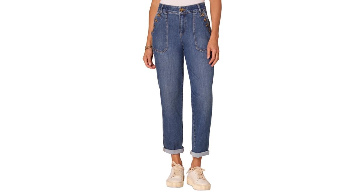 Democracy Petite "ab" Solution High-rise Roll-cuff Jeans in Blue | Lyst