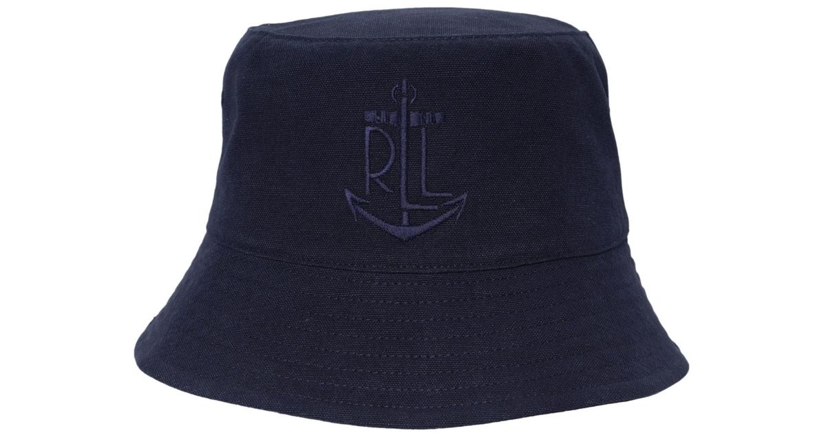 Ralph Lauren Anchor Embroidery Bucket Hat in Blue | Lyst