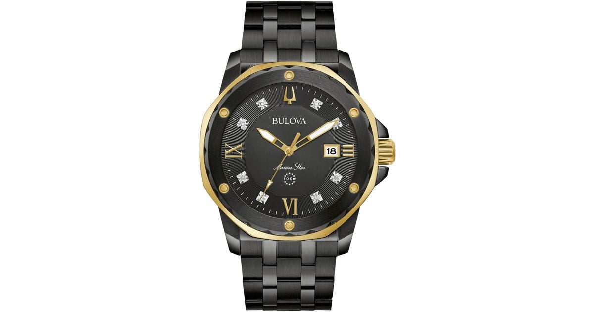 Bulova Marine Star Diamond Accent Black Ion-plated Stainless Steel ...