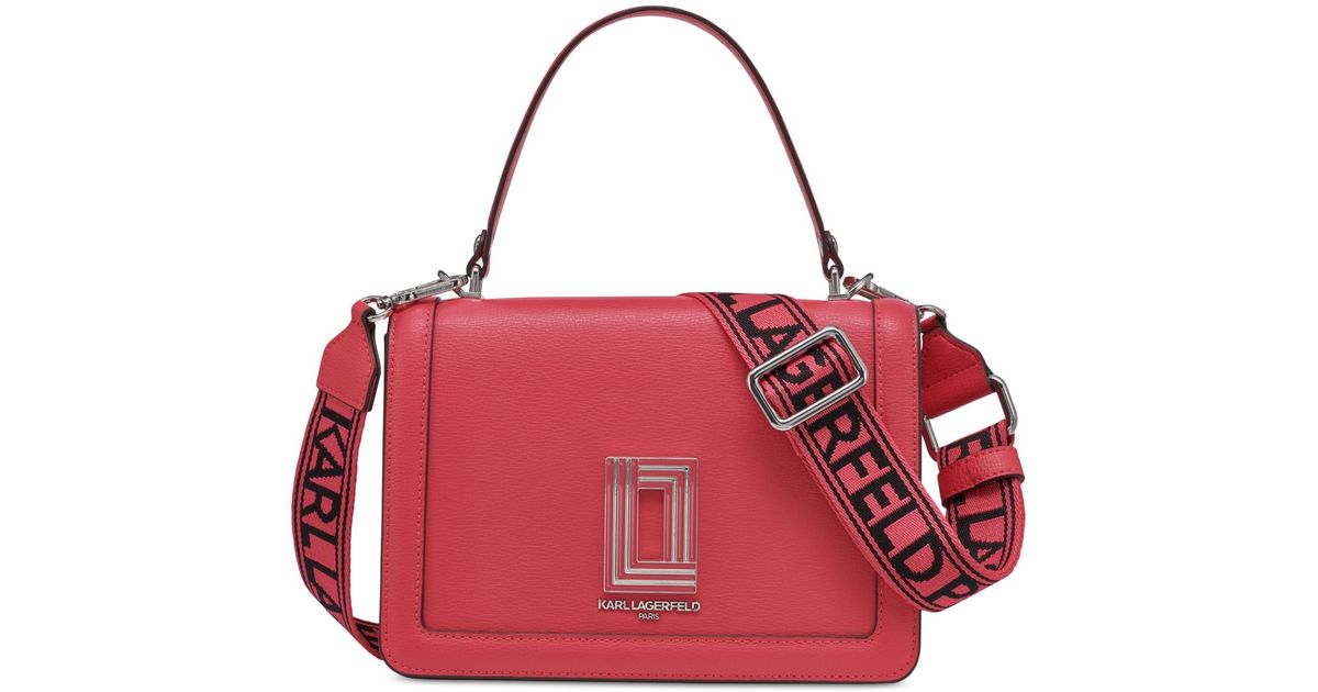 Karl Lagerfeld Simone Medium Leather Crossbody in Red | Lyst