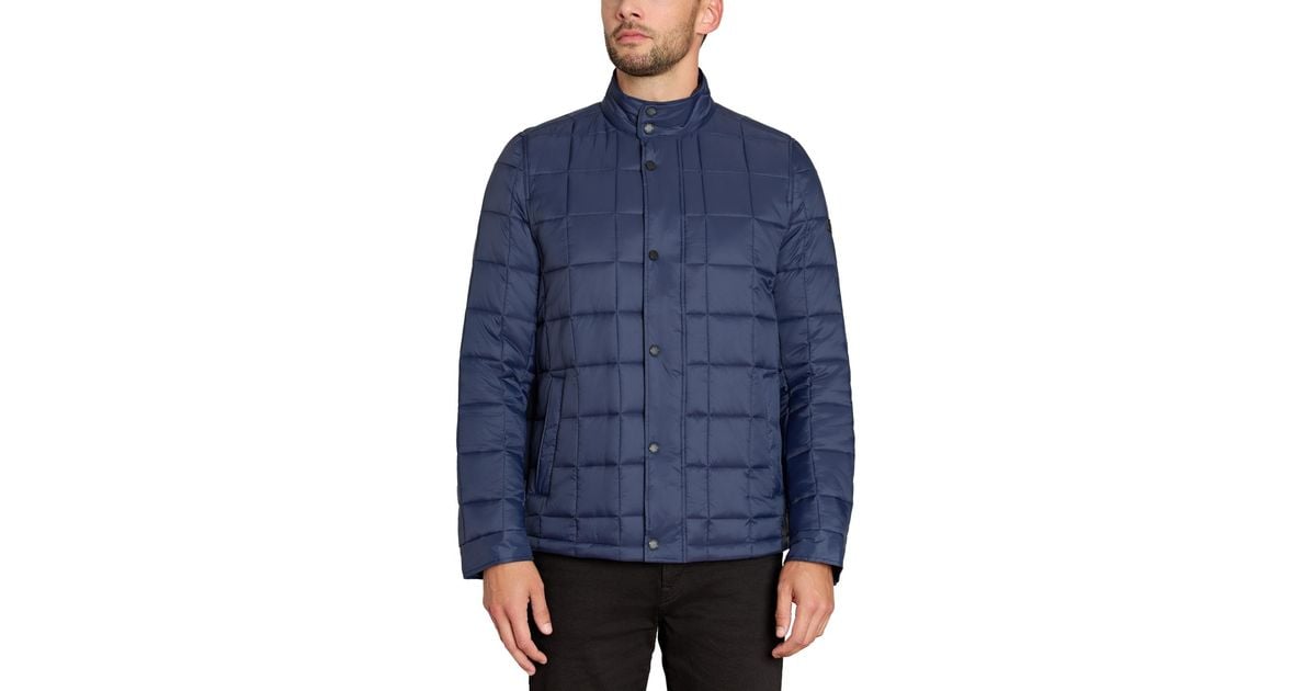 Sam Edelman Box-quilted Full-zip Puffer Jacket in Blue for Men | Lyst