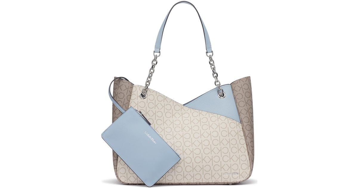 Calvin Klein Zoe Large Tote Bag in Blue | Lyst
