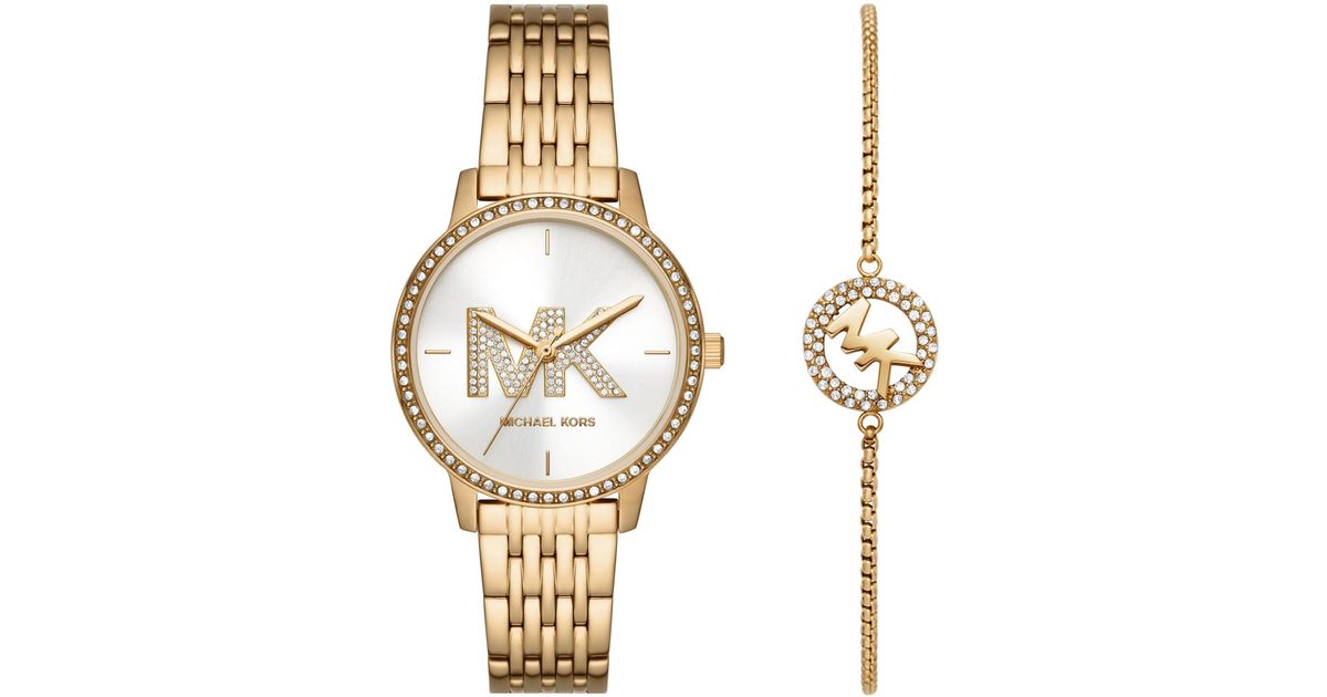 Michael Kors Melissa Three-hand Stainless Steel Watch Set 35mm in Metallic | Lyst