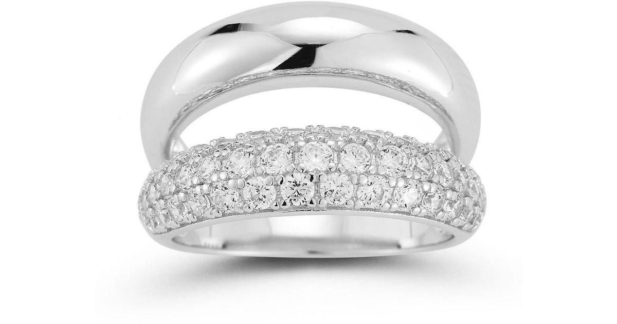 Rachel Zoe 14k Gold Plated Sterling Double Dome Ring in White | Lyst