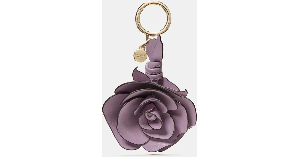Kate Spade Smooth Leather Single Rose Bag Charm in Purple | Lyst