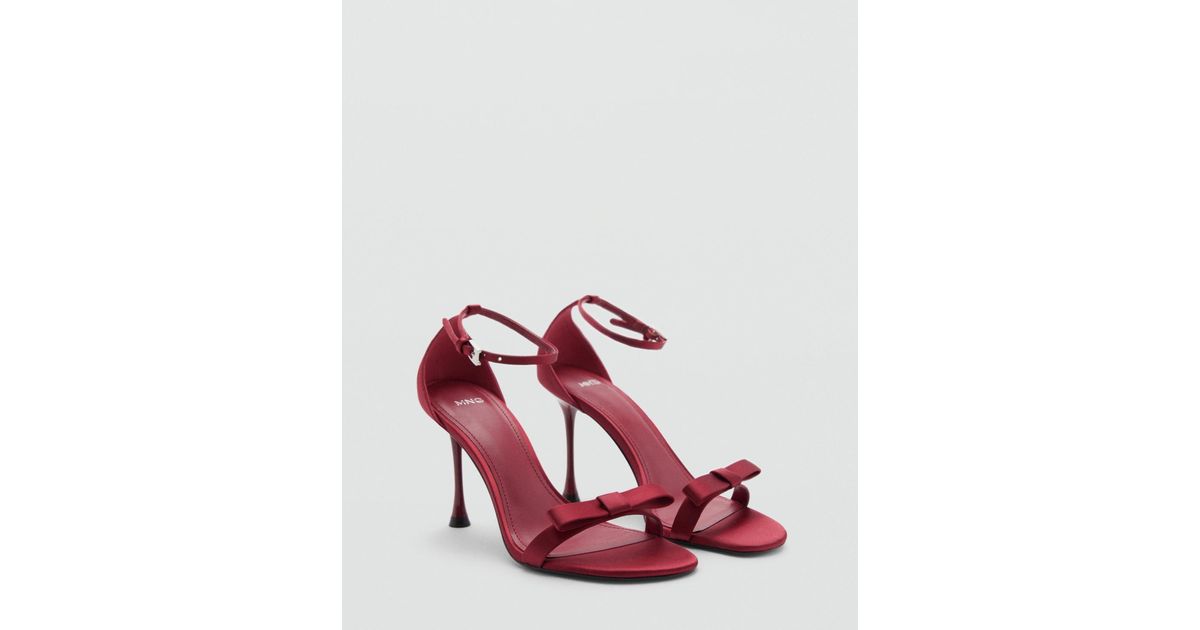 Mango Decorative Bow Heel Sandals in Pink | Lyst