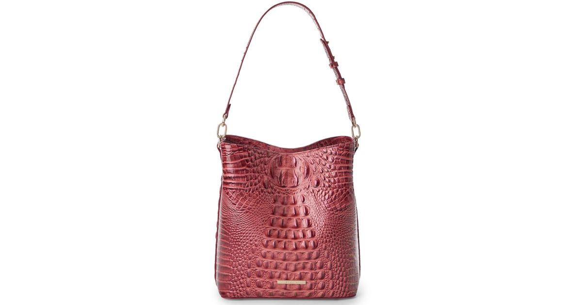 Brahmin Celina Leather Bucket Bag in Red | Lyst