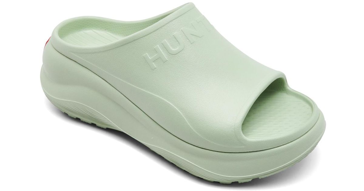 HUNTER Haddie Slip-on Open Toe Wedge Sandals From Finish Line in Green ...