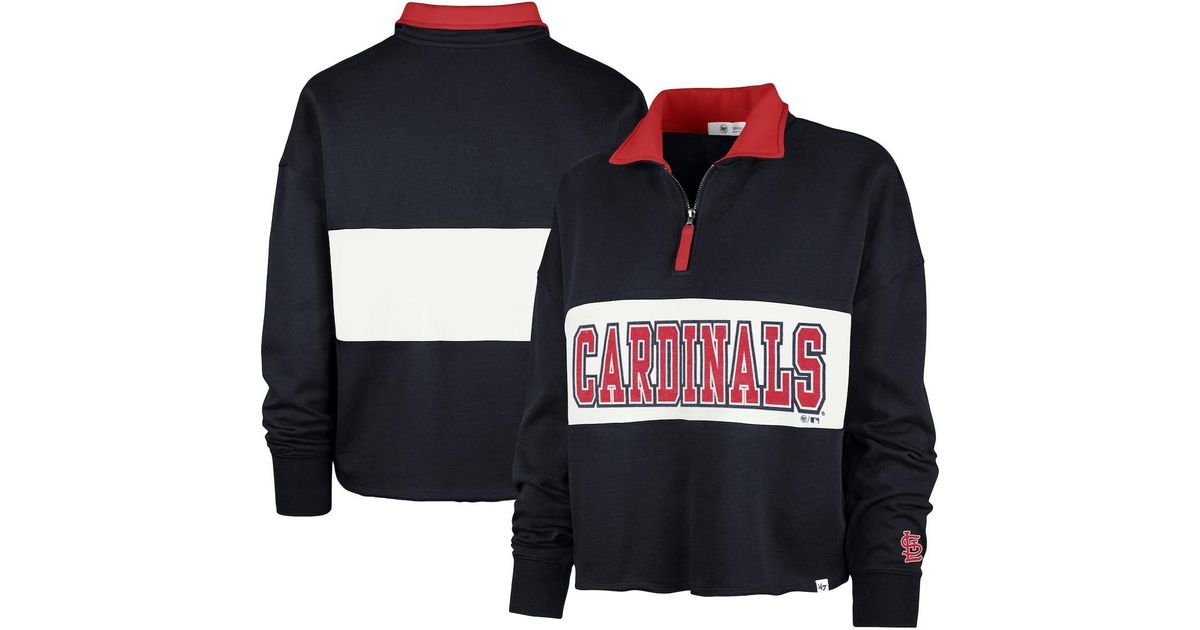 '47 St. Louis Cardinals Remi Quarter-zip Cropped Top in Blue | Lyst
