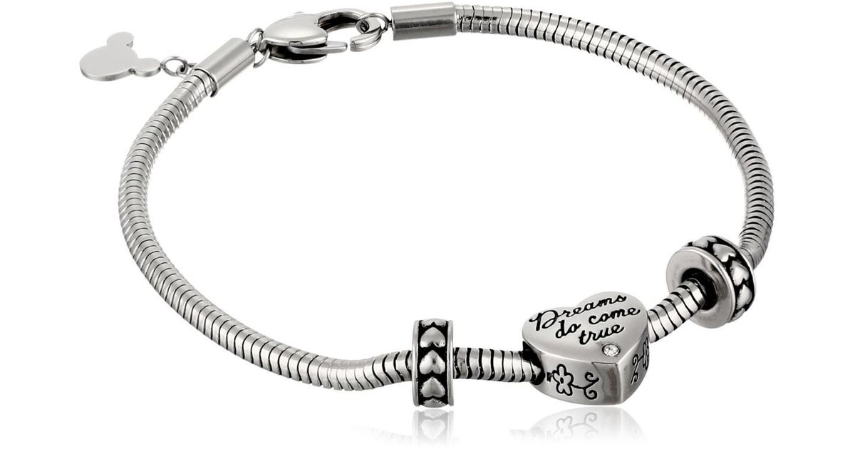 Disney Stainless Steel Heart Bead Charm 2 Stoppers Small And Medium ...