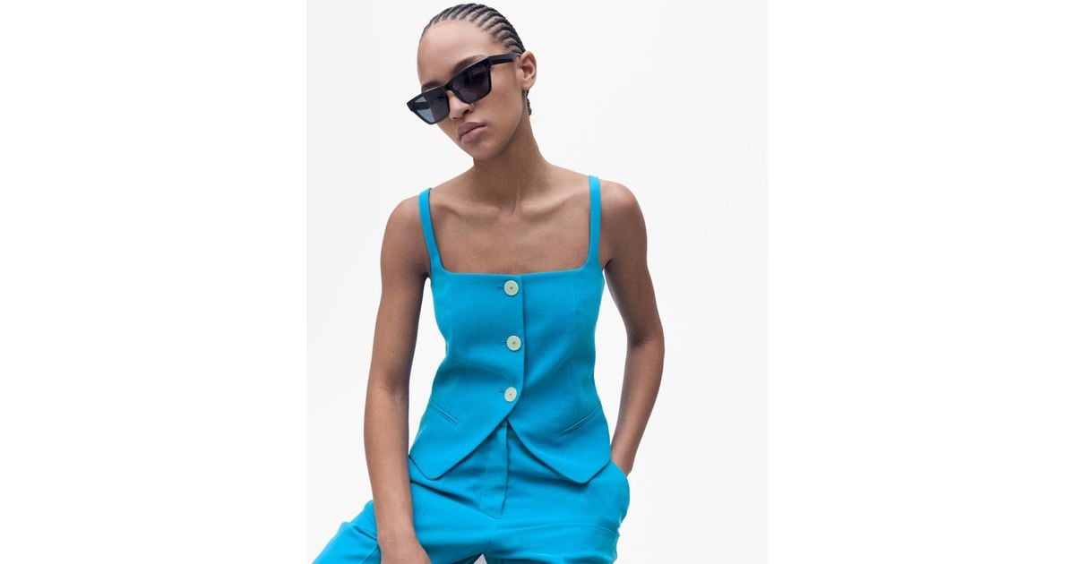 Mango Open Back Suit Vest in Blue | Lyst