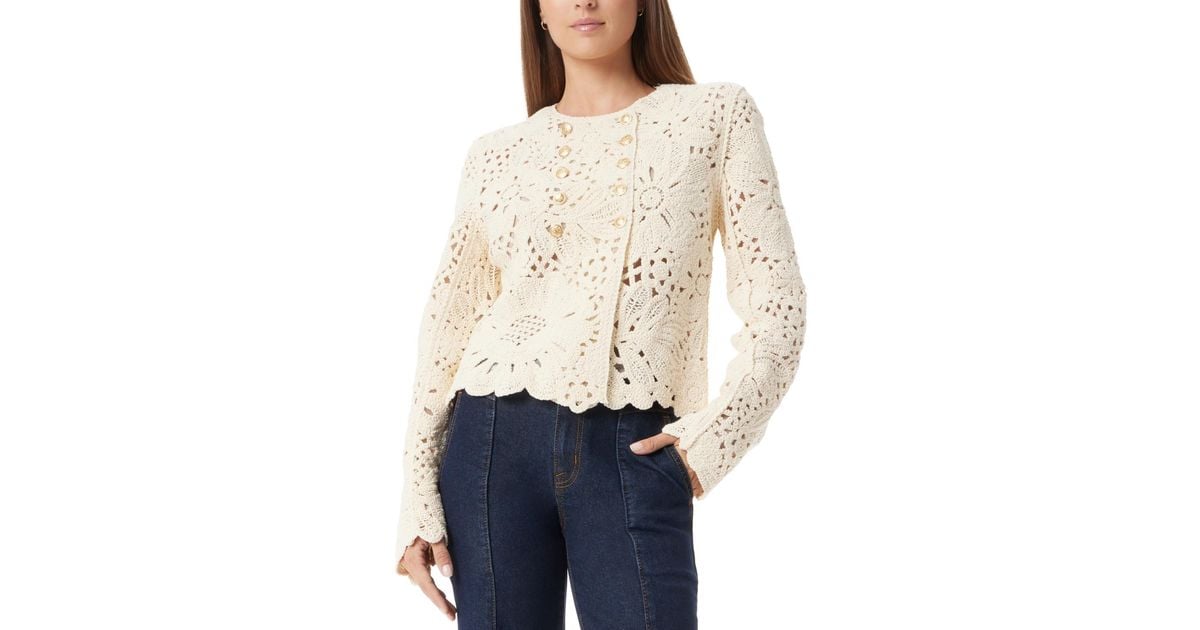 Sam Edelman Fiona Double-breasted Crochet Blazer in Natural | Lyst