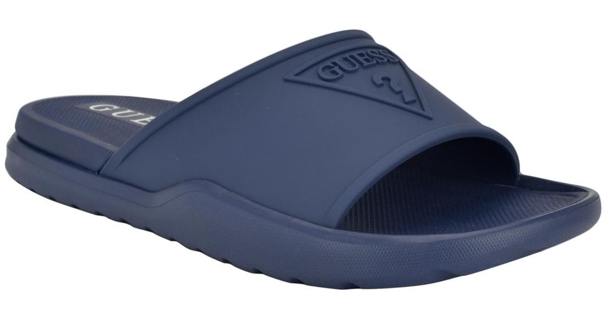 Guess Marith Branded Elevated Pool Slides in Blue for Men | Lyst