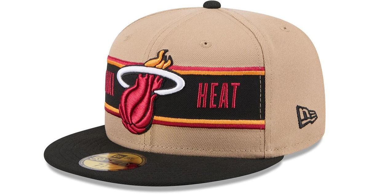 KTZ Tan/black Miami Heat 2024 Nba Draft 59fifty Fitted Hat for Men | Lyst