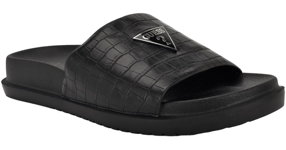 Guess Vesper Branded Slip On Fashion Slides in Black for Men | Lyst