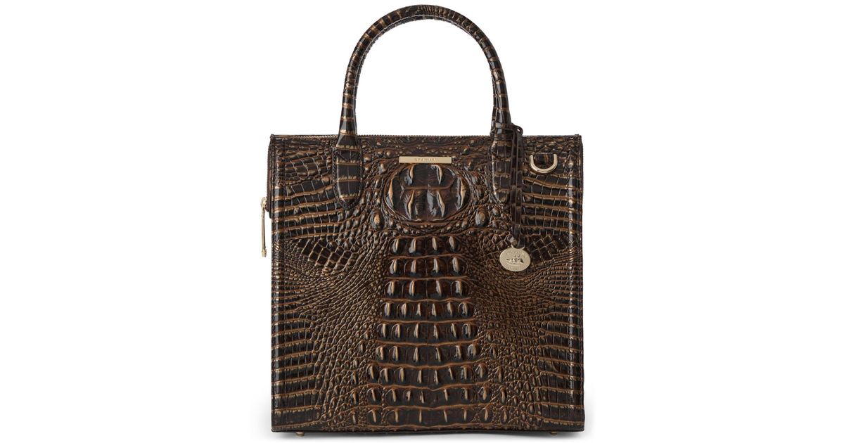 Brahmin Caroline Melbourne Embossed Leather Satchel Bag in Brown | Lyst