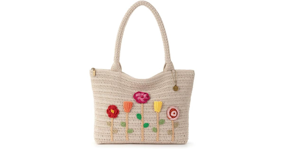 The Sak Classic Crochet Medium Tote Bag in Gray | Lyst