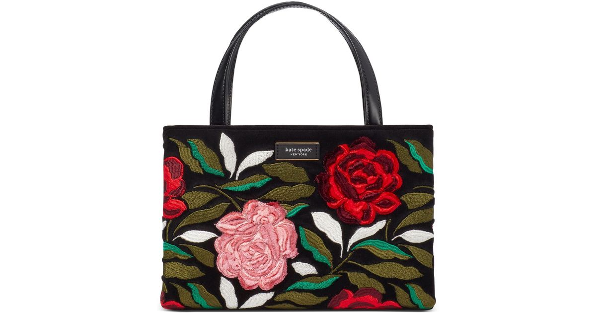 Kate Spade Sam Icon Rose Garden Embroidery Embellished Velvet Tote in ...