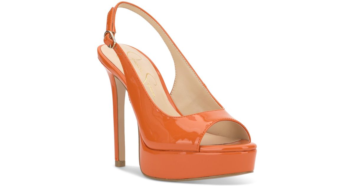 Jessica Simpson Sibilla Slingback Platform Stiletto Pumps in Orange | Lyst