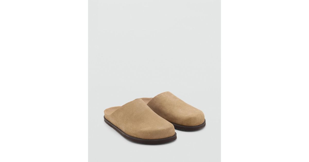 Mango Suede Leather Clogs in Natural for Men | Lyst