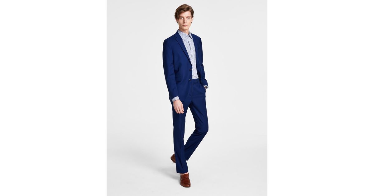 Kenneth Cole Ready Flex Slim-fit Suit in Blue for Men | Lyst