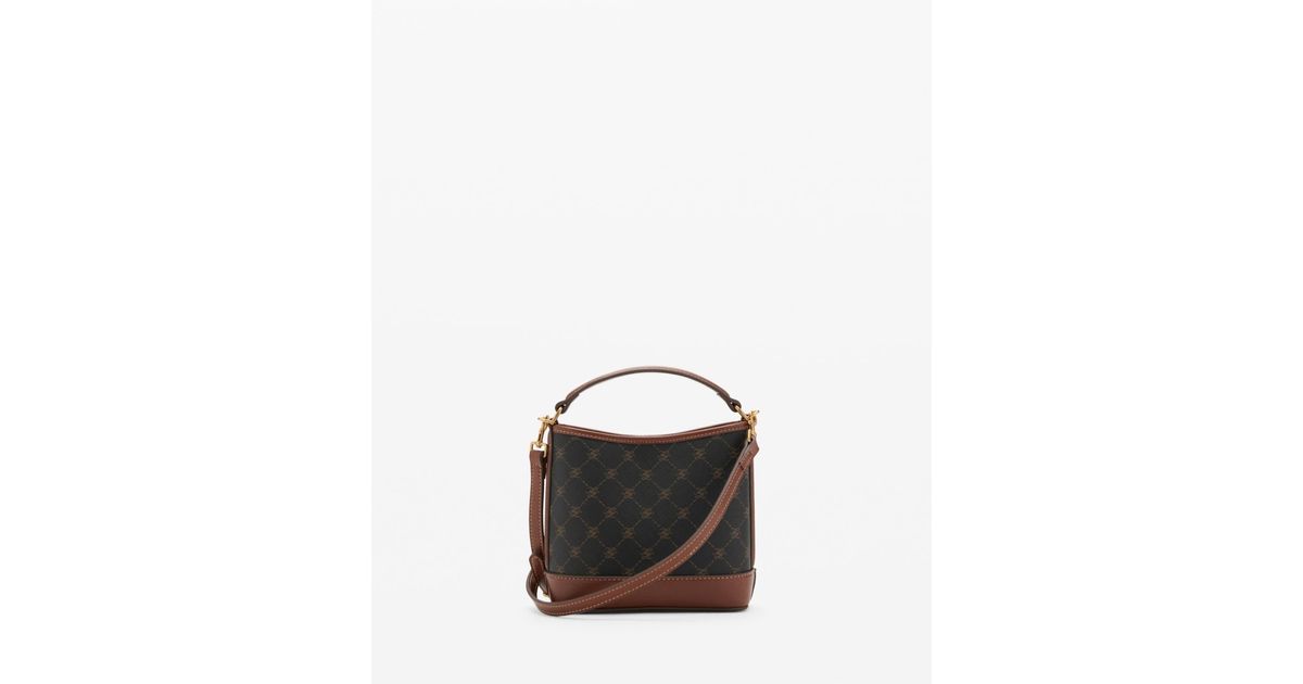 Mango Contrast Print Bucket Bag in Black | Lyst