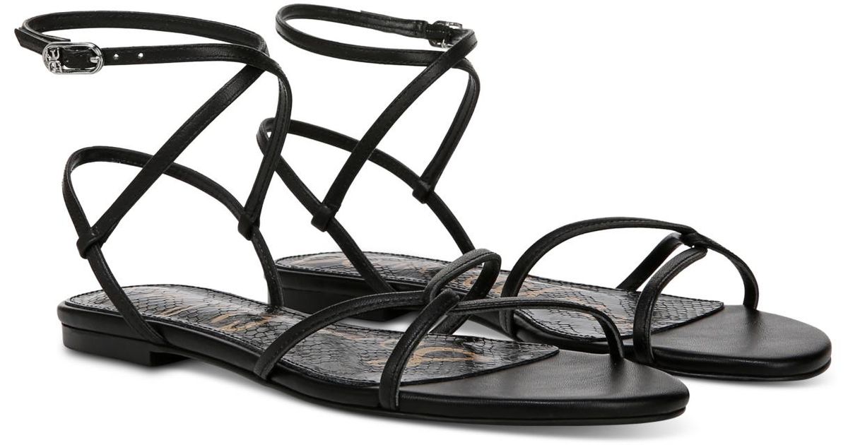 Sam Edelman Elina Ankle-strap Flat Sandals in Black | Lyst