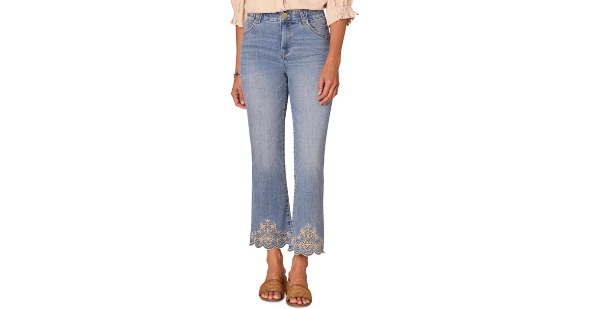 Democracy Petite High-rise Embroidered Flare Jeans in Blue | Lyst