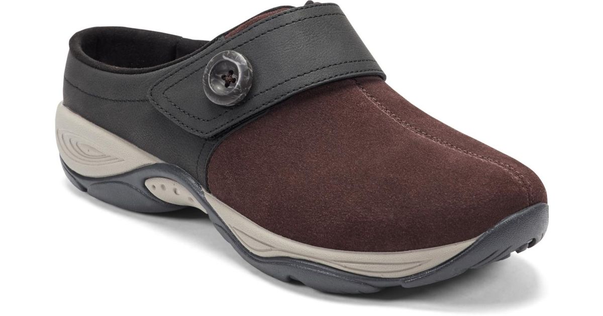 Easy Spirit Edline Button Strap Slip-on Mules in Brown | Lyst