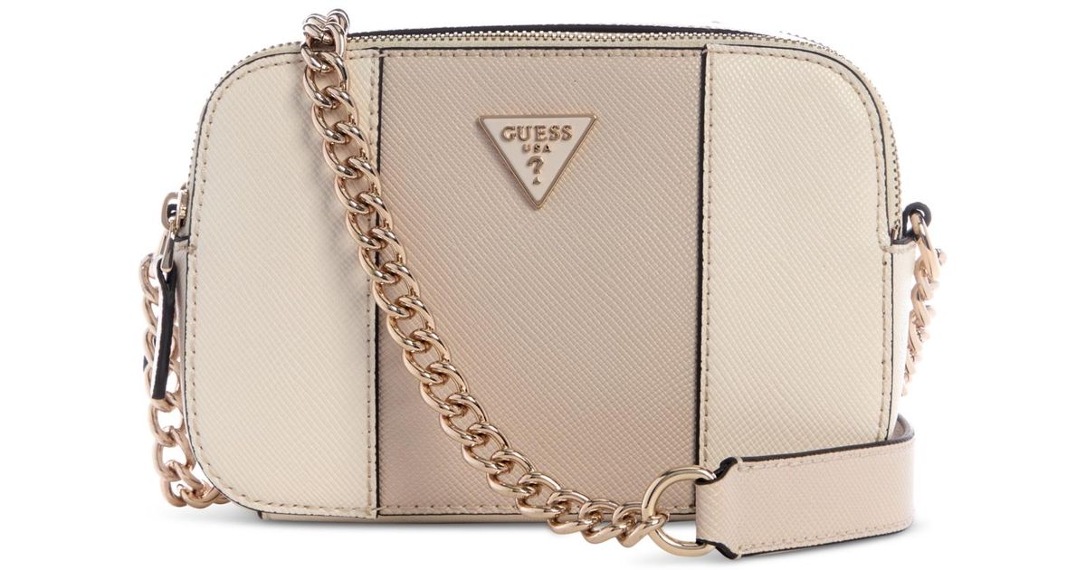 Guess Noelle Polyurethane Crossbody Camera Bag in Natural | Lyst