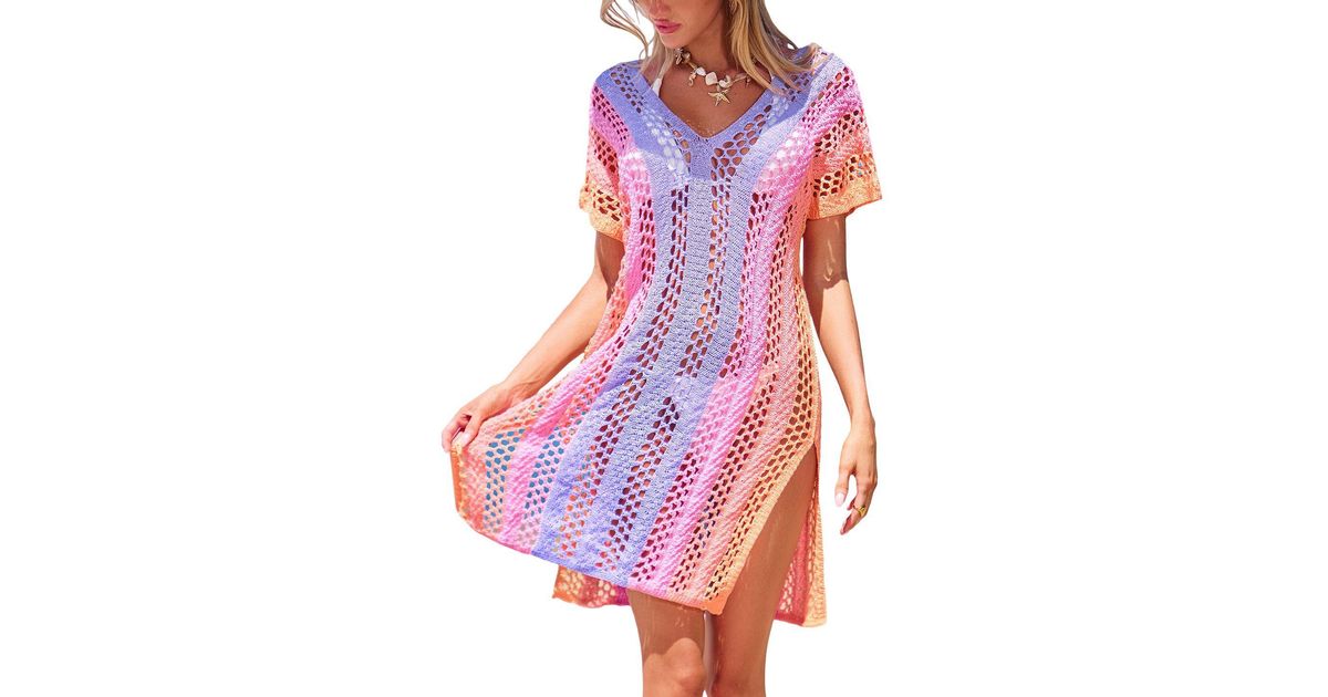CUPSHE Berry Sorbet Ombre Cover-up Mini Beach Dress in Pink | Lyst