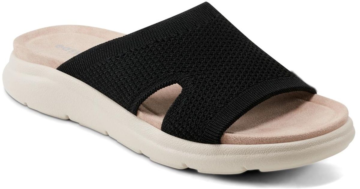 Easy Spirit Amari Sporty Flat Slide Sandals in Black | Lyst