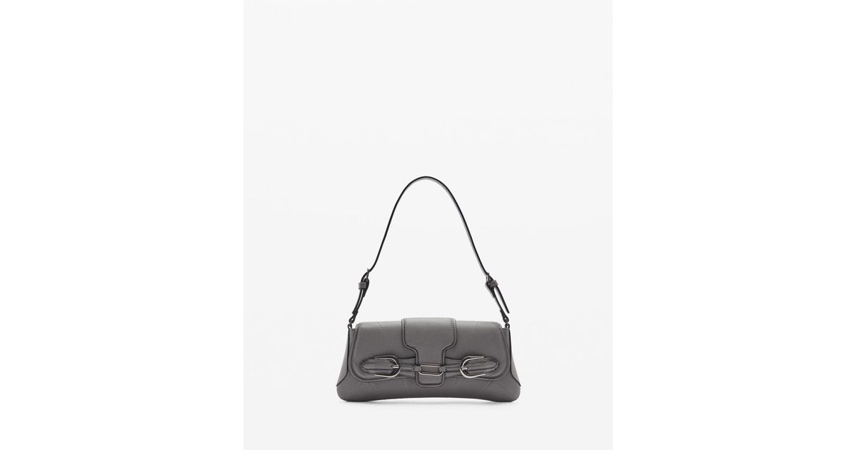 Mango Buckles Detail Shoulder Bag in Gray | Lyst