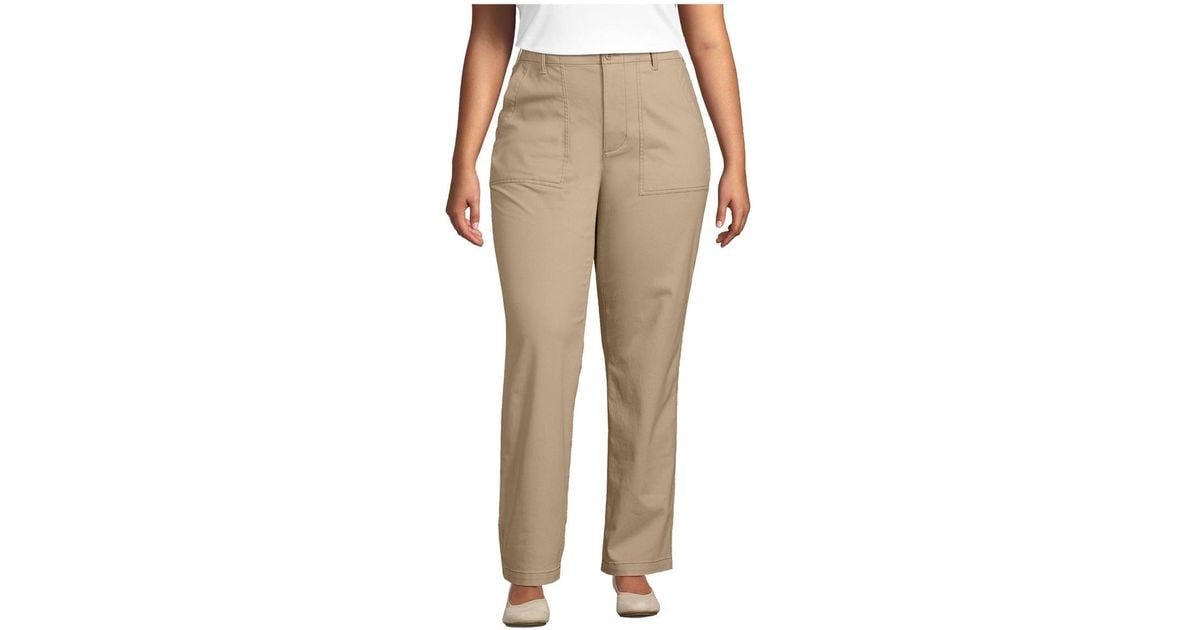 Lands' End Plus Size High Rise Chino Utility Straight Leg Pants in ...