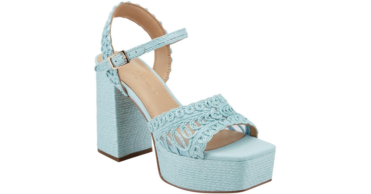 Marc Fisher Chayse Block Heel Platform Sandals in Blue | Lyst
