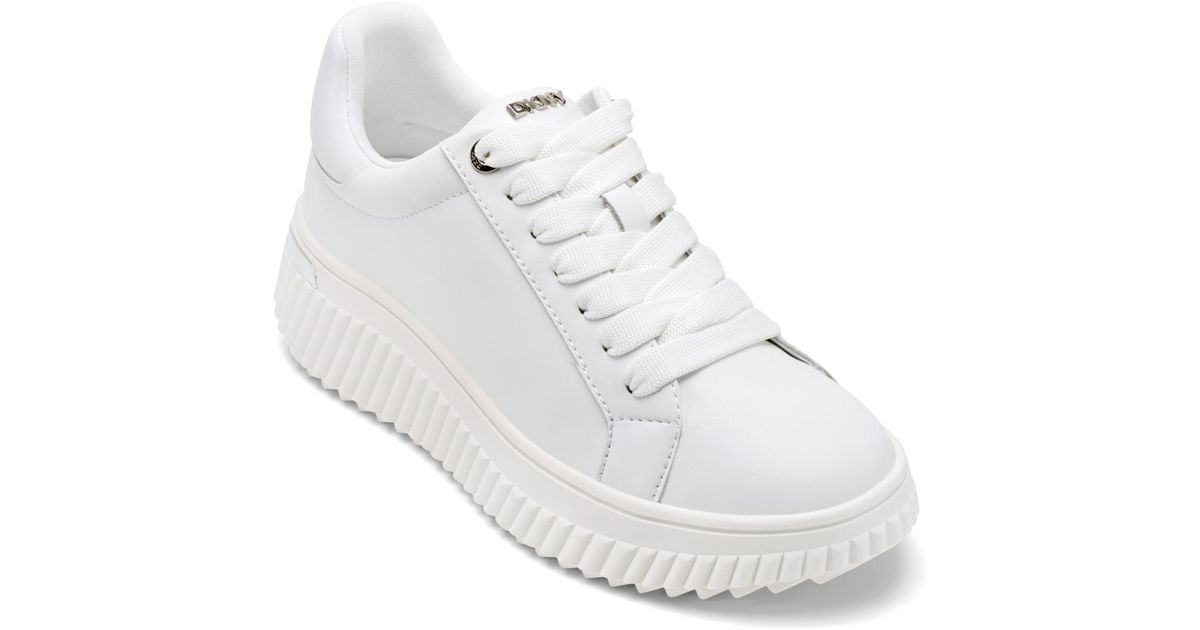 DKNY Lobeco Lace-up Platform Sneakers in White | Lyst