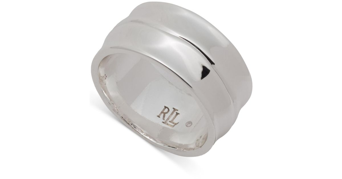 Ralph Lauren Tone Band Ring in Gray | Lyst