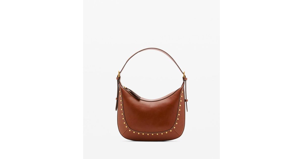 Mango Small Studded Shoulder Bag in Brown | Lyst