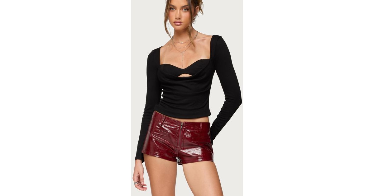 Edikted Oaklyn Layered Bra Cowl Neck Top in Black | Lyst
